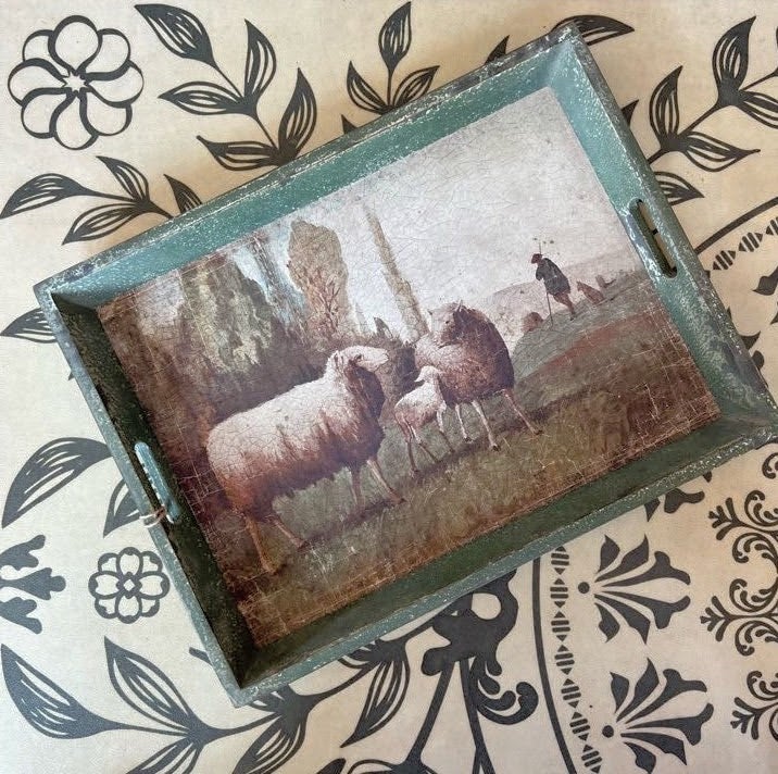Pastoral Sheep Tray | Vintage Whimsy