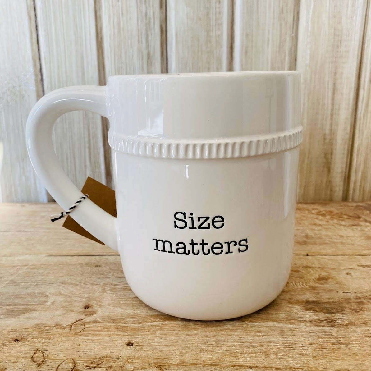 Mud Pie Size Matters Oversized Mug | Vintage Whimsy