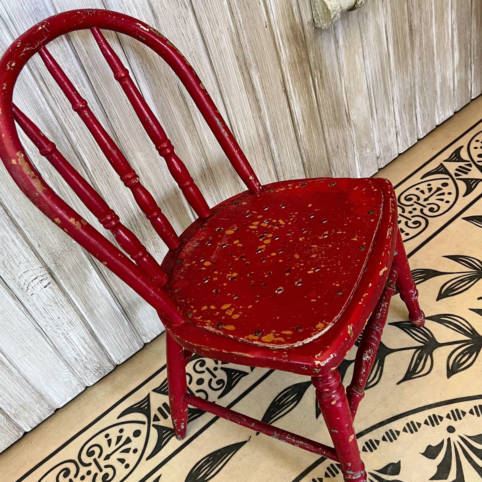 Vintage Chippy Red Child Chair | Vintage Whimsy