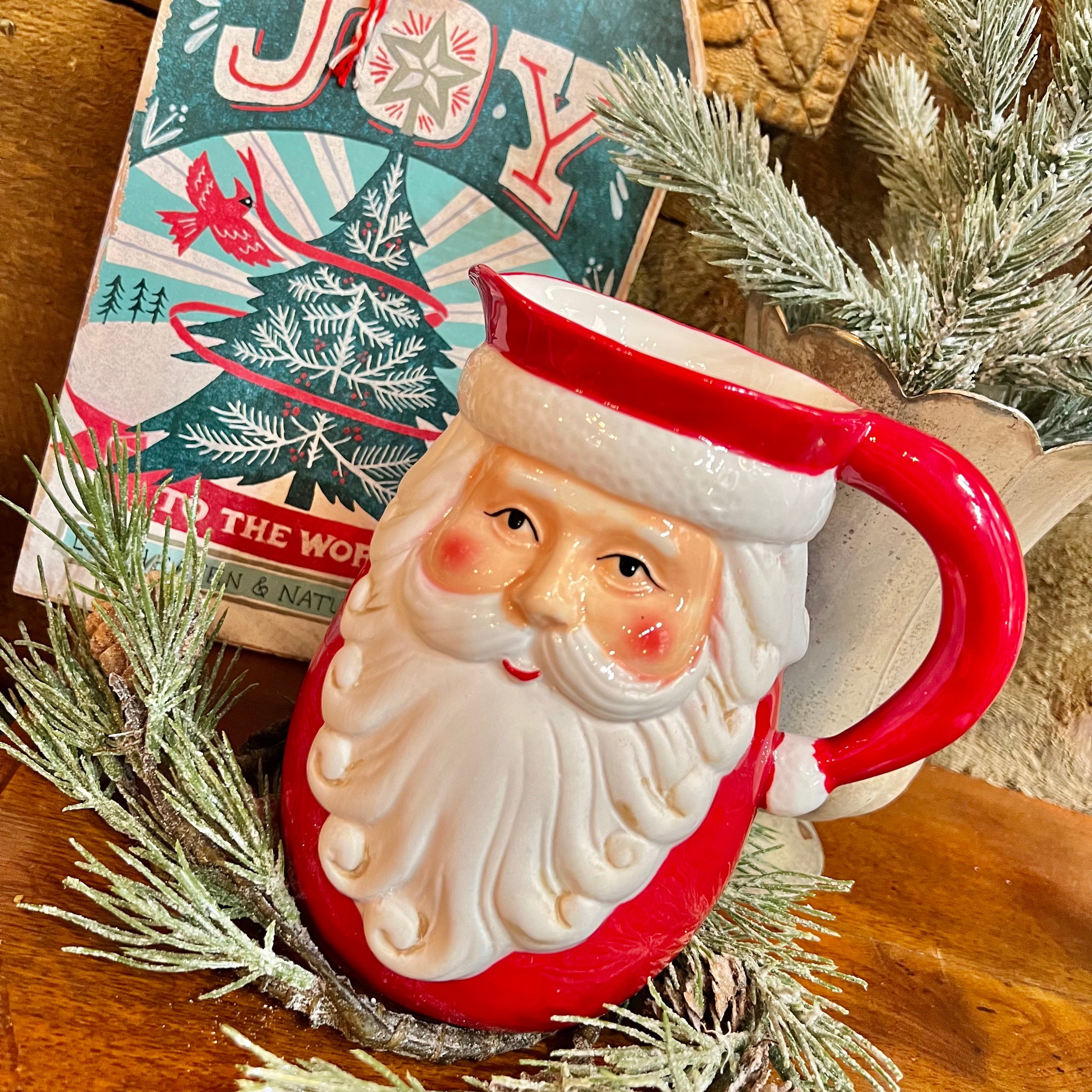 Stoneware Santa Pitcher | Vintage Whimsy